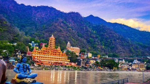 idol of lord shiva Famous Ganges river ... | Stock Video | Pond5