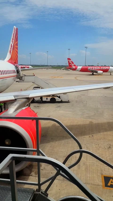 IGI Airport, India: AirAsia Jet airplane... | Stock Video | Pond5