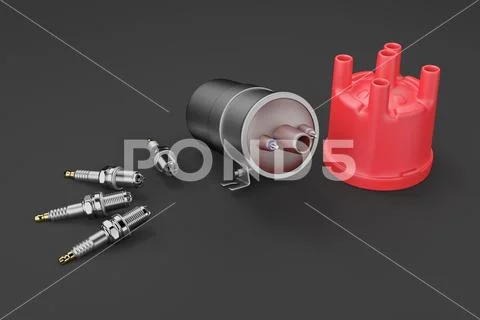 Igniter coil, Ignition and glowplug system. 3d rendering: Graphic ...