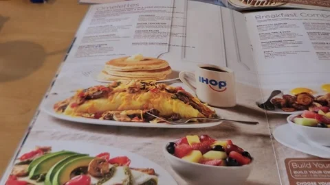 IHOP Restaurant Menu Food Tabletop | Stock Video | Pond5
