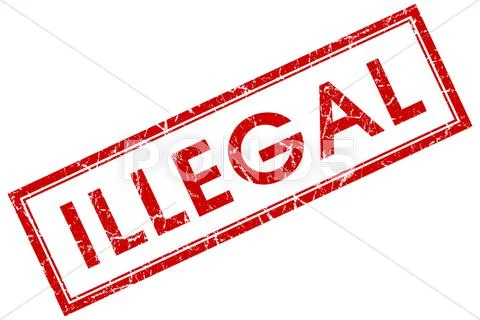 Illegal red square stamp isolated on white background Illustration ...