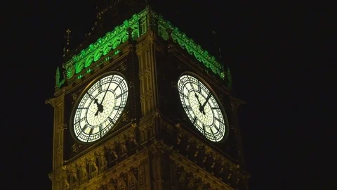 Illuminated Big Ben clock Elizabeth Towe... | Stock Video | Pond5