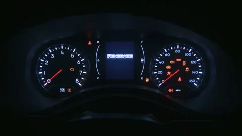 Illuminated dashboard speedometer and rp... | Stock Video | Pond5