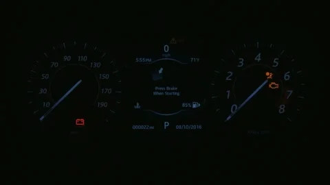 Illuminated dashboard speedometer and rp... | Stock Video | Pond5