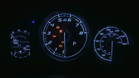 Illuminated dashboard speedometer and rp... | Stock Video | Pond5