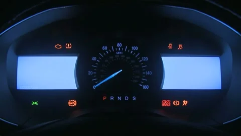 Illuminated dashboard speedometer and rp... | Stock Video | Pond5