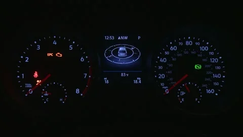 Illuminated dashboard speedometer and rp... | Stock Video | Pond5