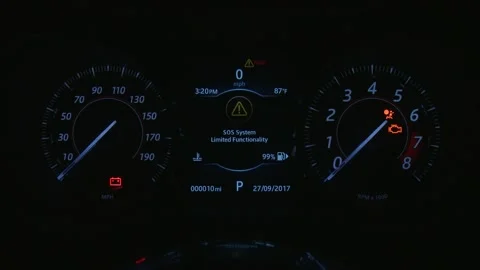 Illuminated dashboard speedometer and rp... | Stock Video | Pond5