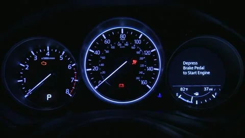 Illuminated dashboard speedometer and rp... | Stock Video | Pond5