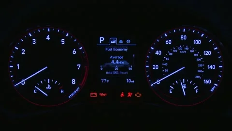 Illuminated dashboard speedometer and rp... | Stock Video | Pond5