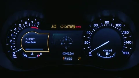 Illuminated dashboard speedometer and rp... | Stock Video | Pond5