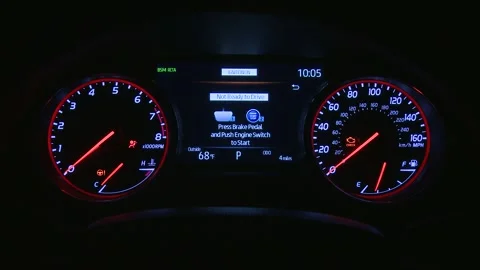 Illuminated dashboard speedometer and rp... | Stock Video | Pond5