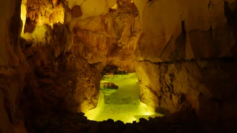 Illuminated lit lights limestone show ca... | Stock Video | Pond5