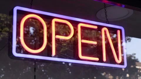 Illuminated Neon Open Sign Store Front S... | Stock Video | Pond5