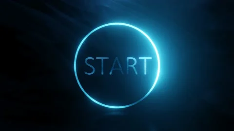 Illuminated neon start button in fog. Cr... | Stock Video | Pond5