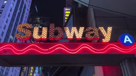 Neon Subway Sign Stock Video Footage | Royalty Free Neon Subway Sign ...