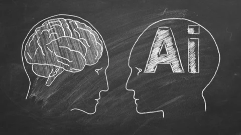 Illustration of AI vs human brain | Stock Video | Pond5