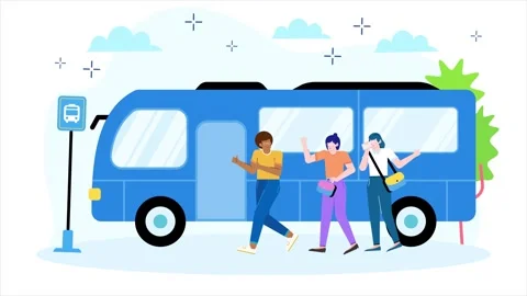 Bus Stop Illustration Stock Videos – Royalty-Free HD & 4K Videos