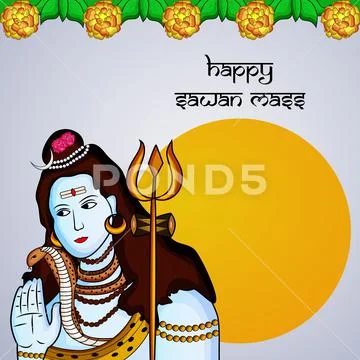Illustration of Hindu festival Sawan Mass Background: Graphic #153810241