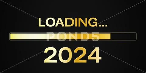 Illustration of loading bar in gold with the message loading 2024 ...