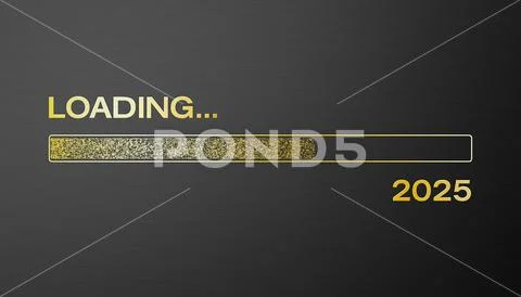 Illustration of loading bar in gold with the message loading 2025 ...