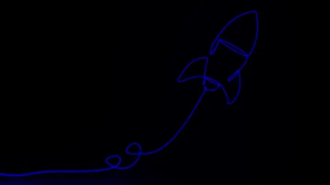 Illustration of a rocket with red neon l... | Stock Video | Pond5