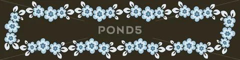 Illustration on a sheet of 4x1 format - stylized flowers with leaves ...