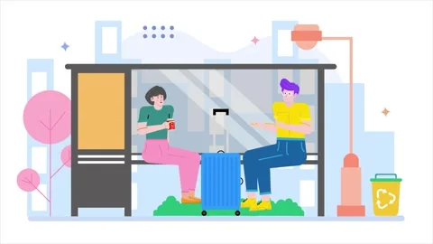 Bus Stop Illustration Stock Videos – Royalty-Free HD & 4K Videos