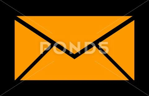 Illustration of a yellow e-mail symbol isolated on black background ...