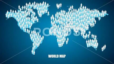 Illustrations concept - People symbols in shape of world map ~ Clip Art ...