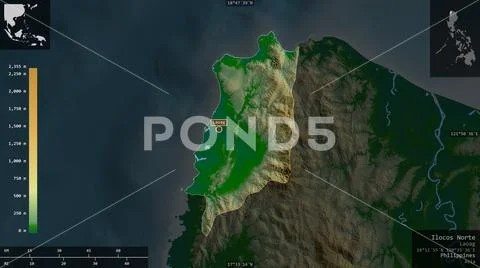 Ilocos Norte, Philippines. Colored shader data with lakes and rivers ...