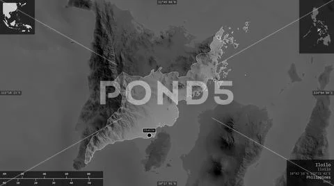 Iloilo, Philippines. Grayscaled map with lakes and rivers: Royalty Free ...