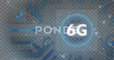 Image of 6g text, scope scanning, globe spinning and data processing on screens ~ Clip Art ...