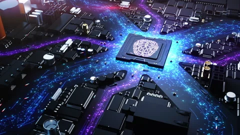 image of the brain on the CPU. computer ... | Stock Video | Pond5