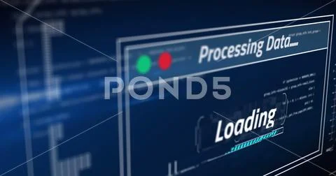 Image of data processing with loading bar on blue background ...