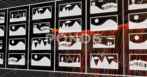 Image of digital profile pictures, falling binary codes and abstract ...