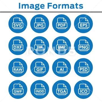 Image format icons - PNG, JPG, EPS, PDF, SVG: Royalty Free #82447218