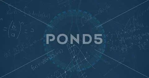 Image of globe and math formulas on blue background Stock Photo #268233250