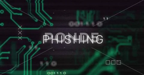 Image of interference over phishing text, data processing and computer ...