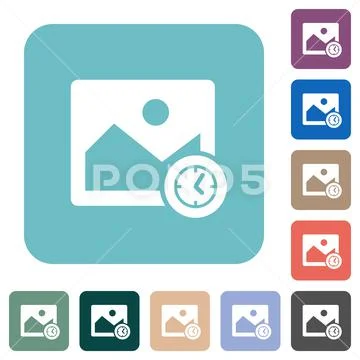 Image modified time alternate rounded square flat icons ~ Clip Art ...