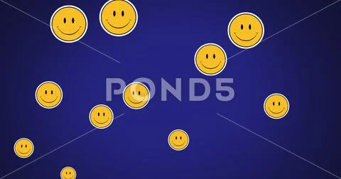 Image of multiple smiley face emojis social media icons floating on ...