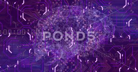 Image of network of connections and brain over blue background ~ Clip ...