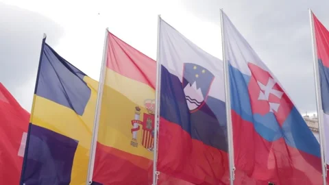 The image shows multiple national flags ... | Stock Video | Pond5