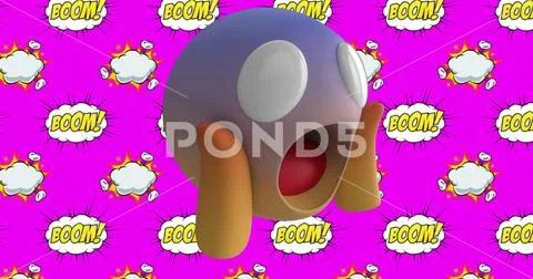 Photograph: Image of surprised face emoji with the Boom! text written ...
