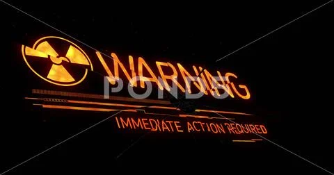 Image of warning text with biohazard symbol on black background ...