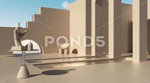 Imaginary fictional architecture, dreamlike empty space, design of ...