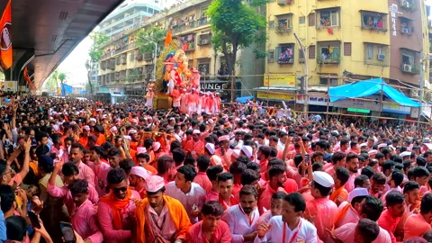 IMMERSION OF LALBAUG CHA RAJA (KING) LO... | Stock Video | Pond5