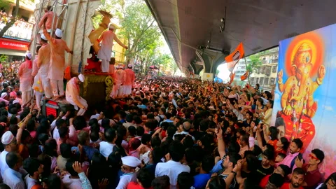 IMMERSION OF LALBAUG CHA RAJA (KING) LO... | Stock Video | Pond5