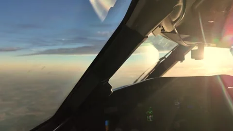Immersive jet cockpit view, Captain side... | Stock Video | Pond5