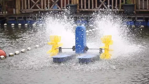 Impeller or waterwheel in a reservoir. T... | Stock Video | Pond5